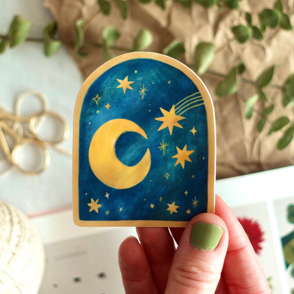Moon & Stars - Die Cut Vinyl Sticker – Fun Gal Studio